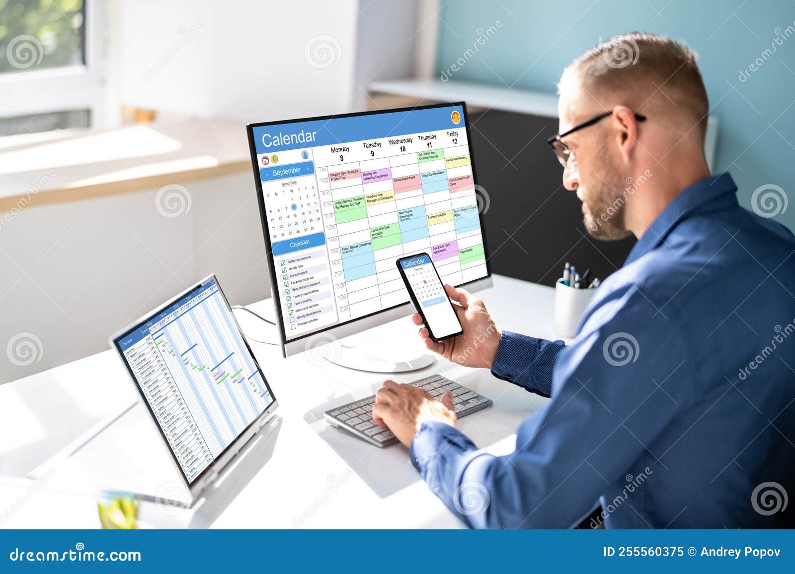 Gantt Employee Time Sheet Chart Stock Image - Image of schedule, list ...