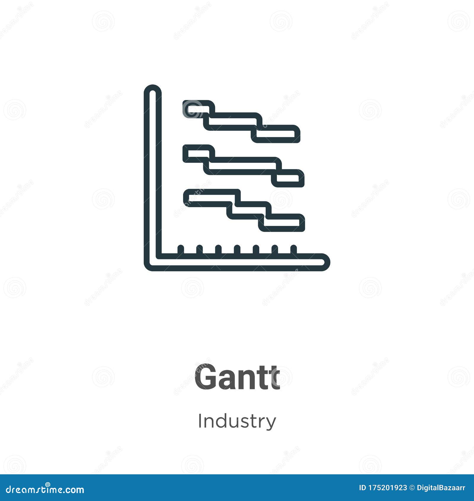 Gantt Outline Vector Icon. Thin Line Black Gantt Icon, Flat Vector ...
