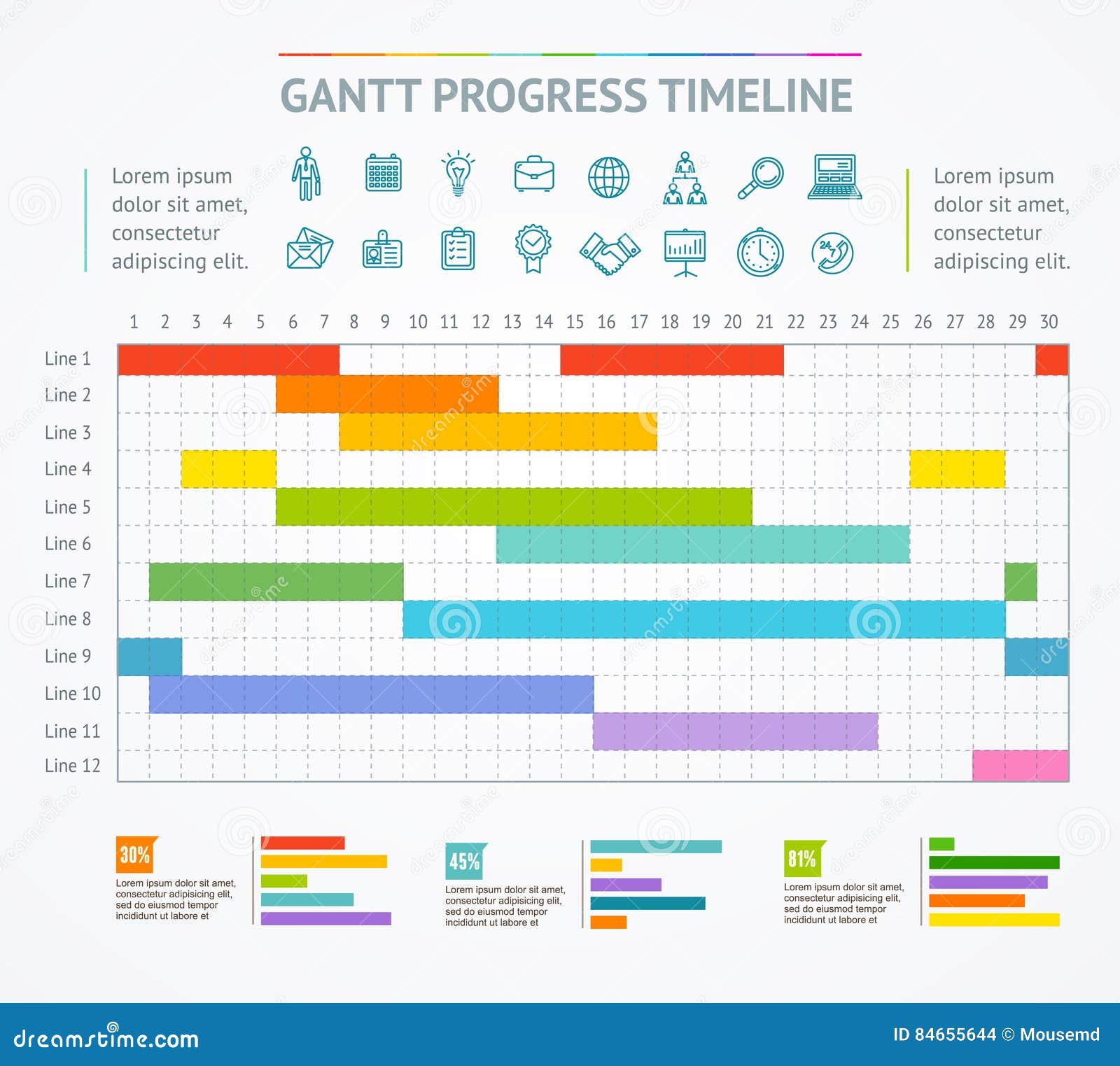 3d Pen And Progress Bar On Gantt Chart Royalty-Free Cartoon ...