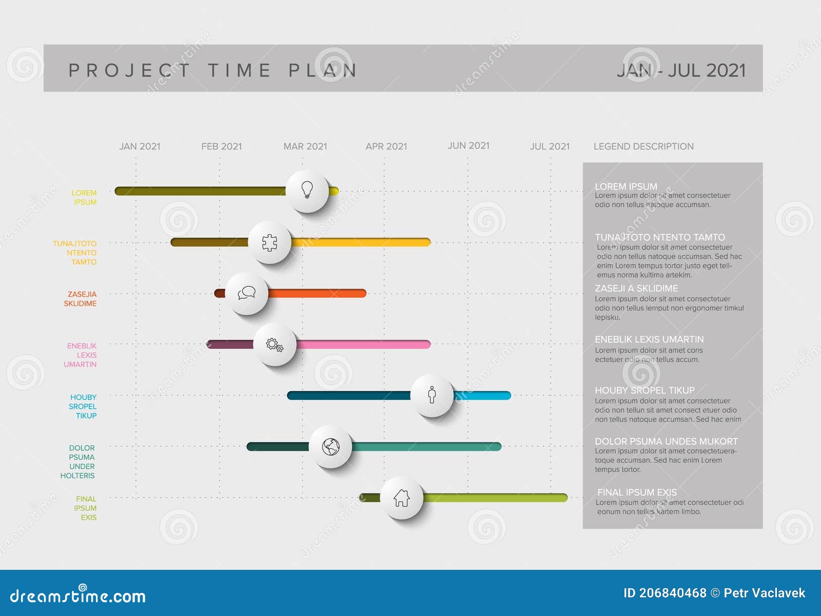 Gantt Project Production Timeline Graph Stock Vector - Illustration of ...