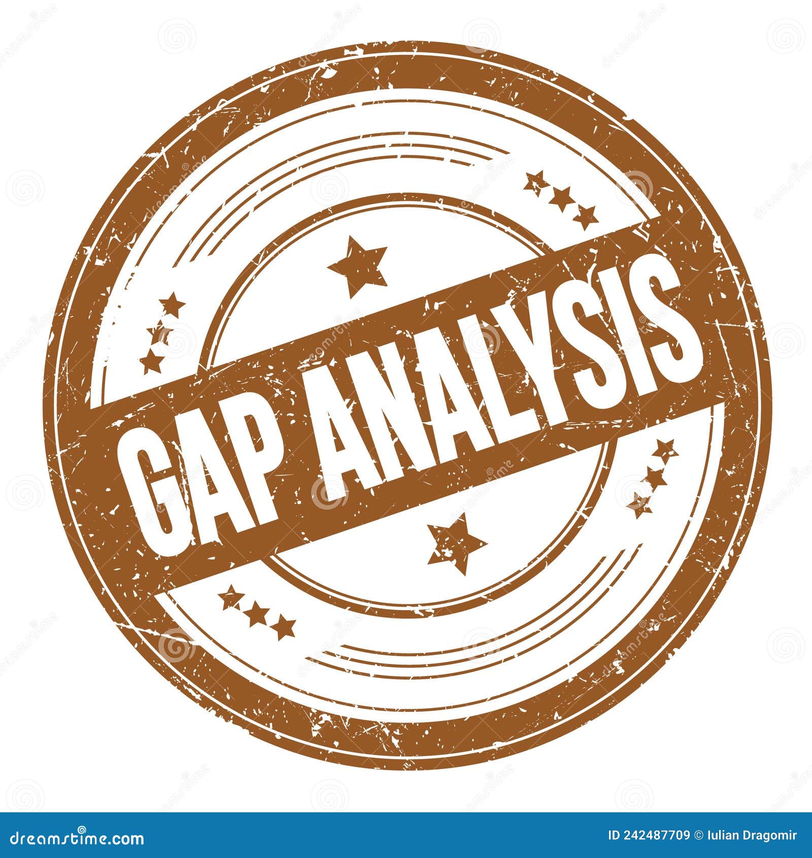 GAP ANALYSIS Text on Brown Round Grungy Stamp Stock Illustration ...