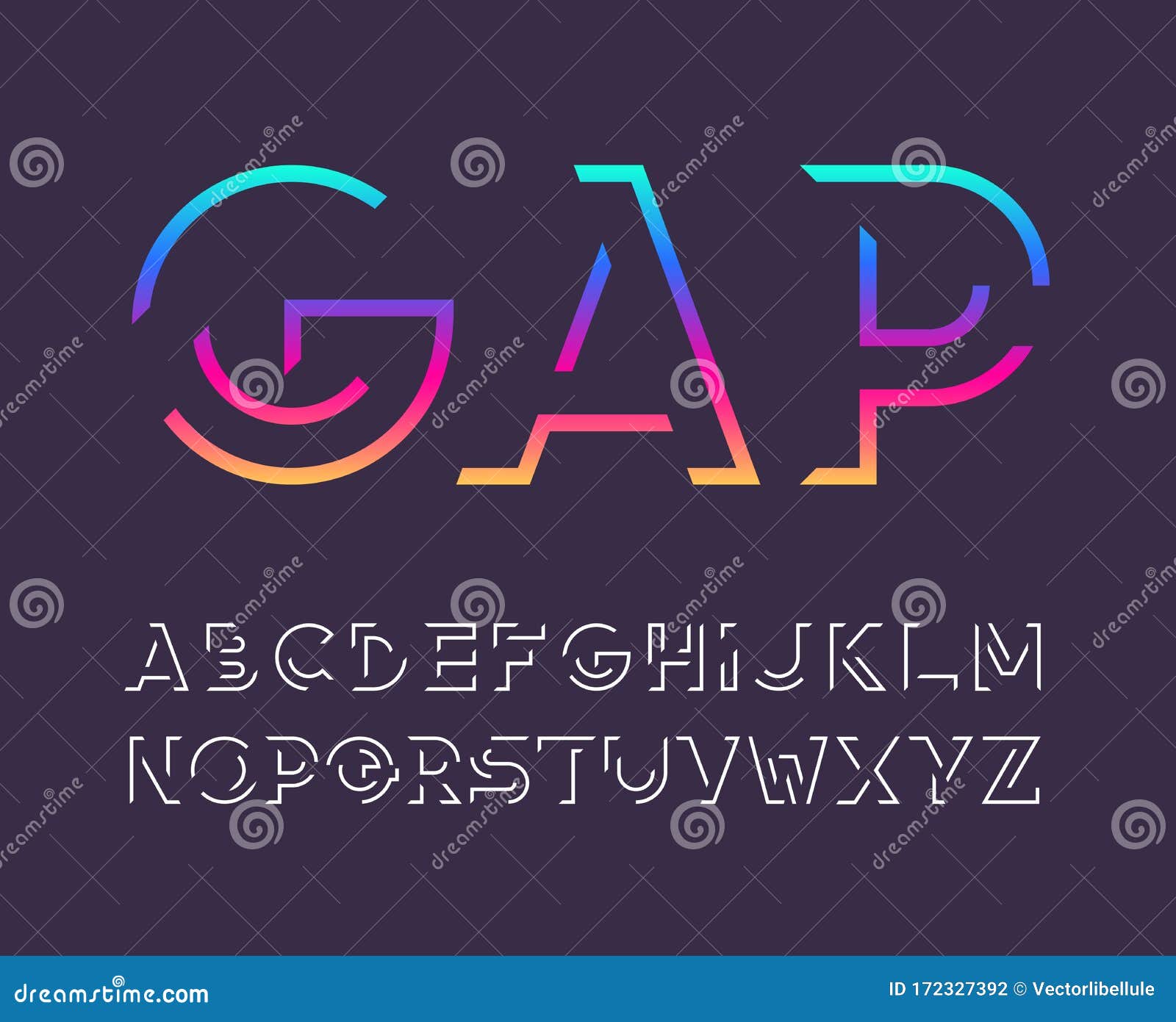 Gap Line Bold English Font, Graphical Decorative Alphabet Stock Vector ...