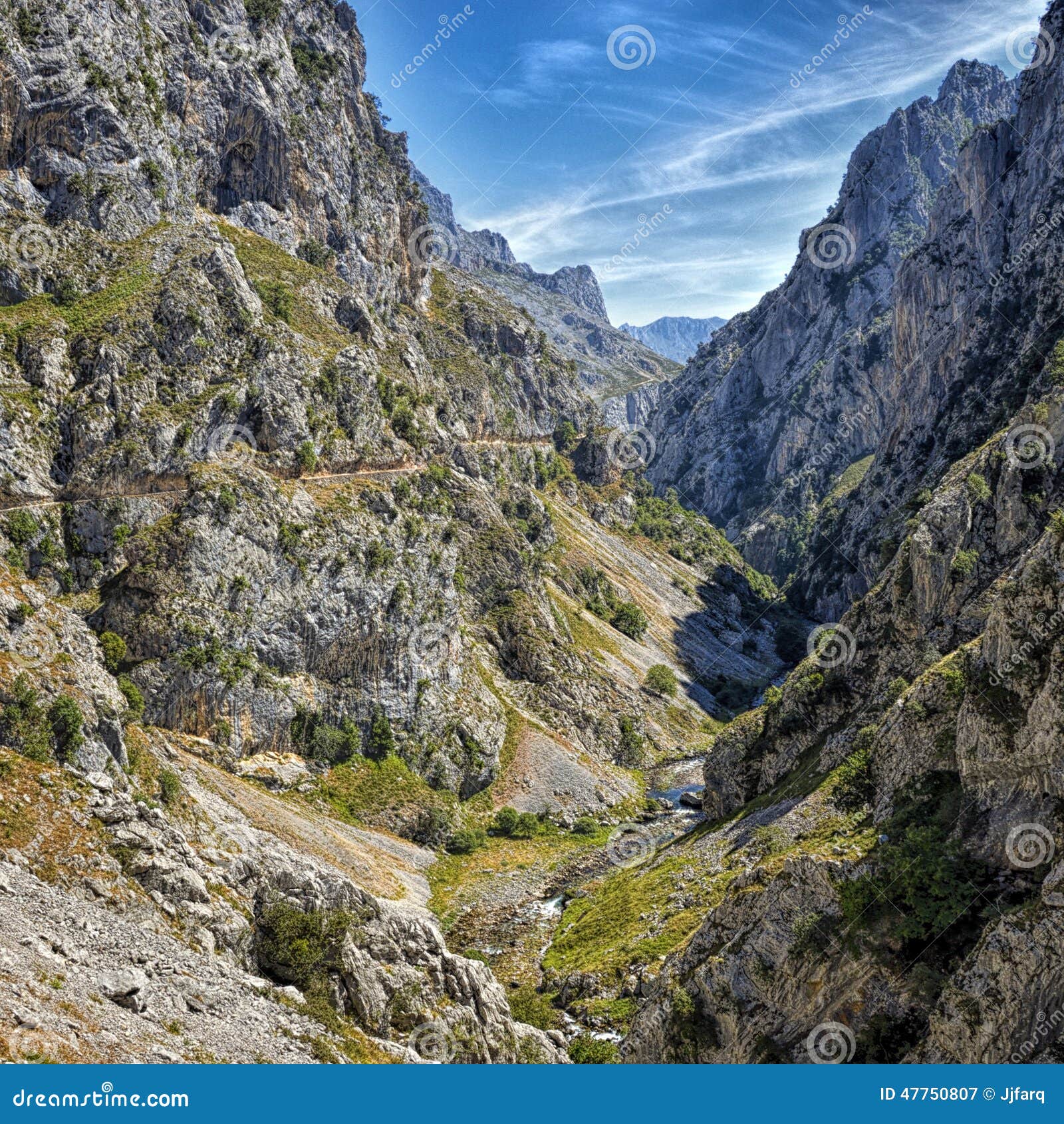 Spanish Mountain Pass with Rural Way and River Stock Image - Image of ...