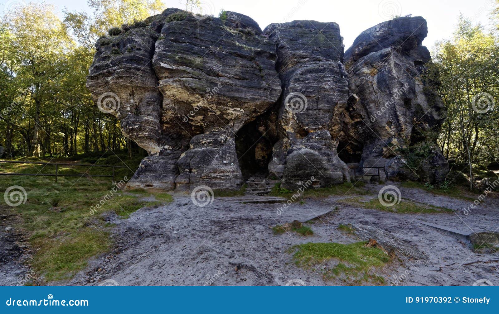 Gaps between the Rocks with Steps Stock Photo - Image of design ...