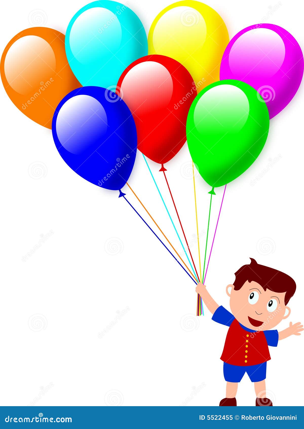 Garçon et ballons illustration stock. Illustration du festif - 5522455