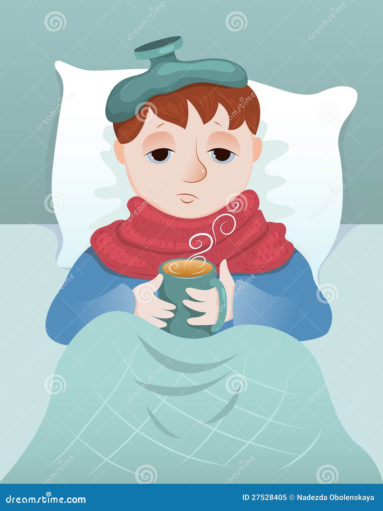 Garçon malade. illustration de vecteur. Illustration du peinture - 27528405