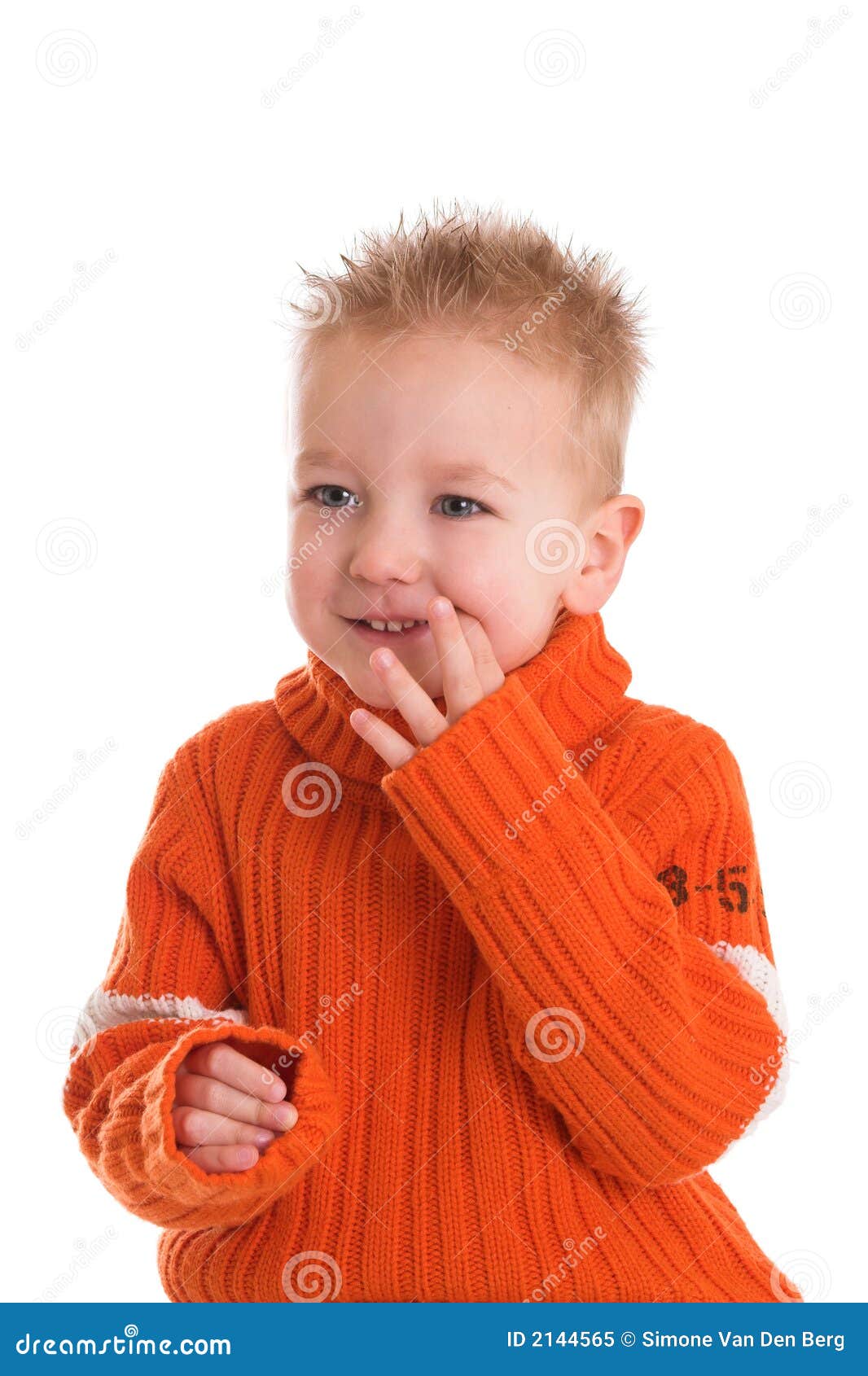 Garçon mignon timide image stock. Image du bambin, isolement - 2144565