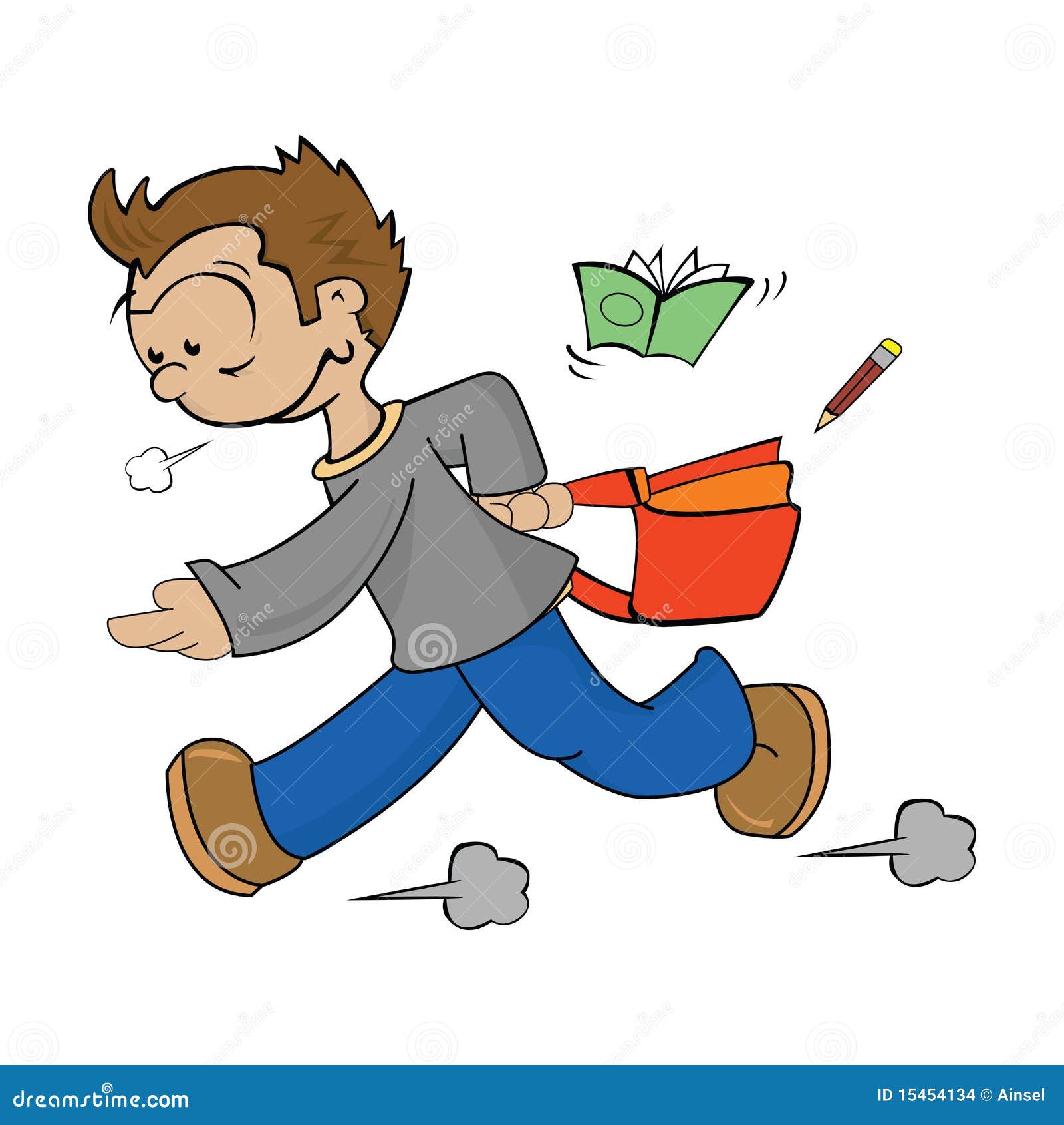 Garçon tard pour l'école illustration de vecteur. Illustration du jeune ...