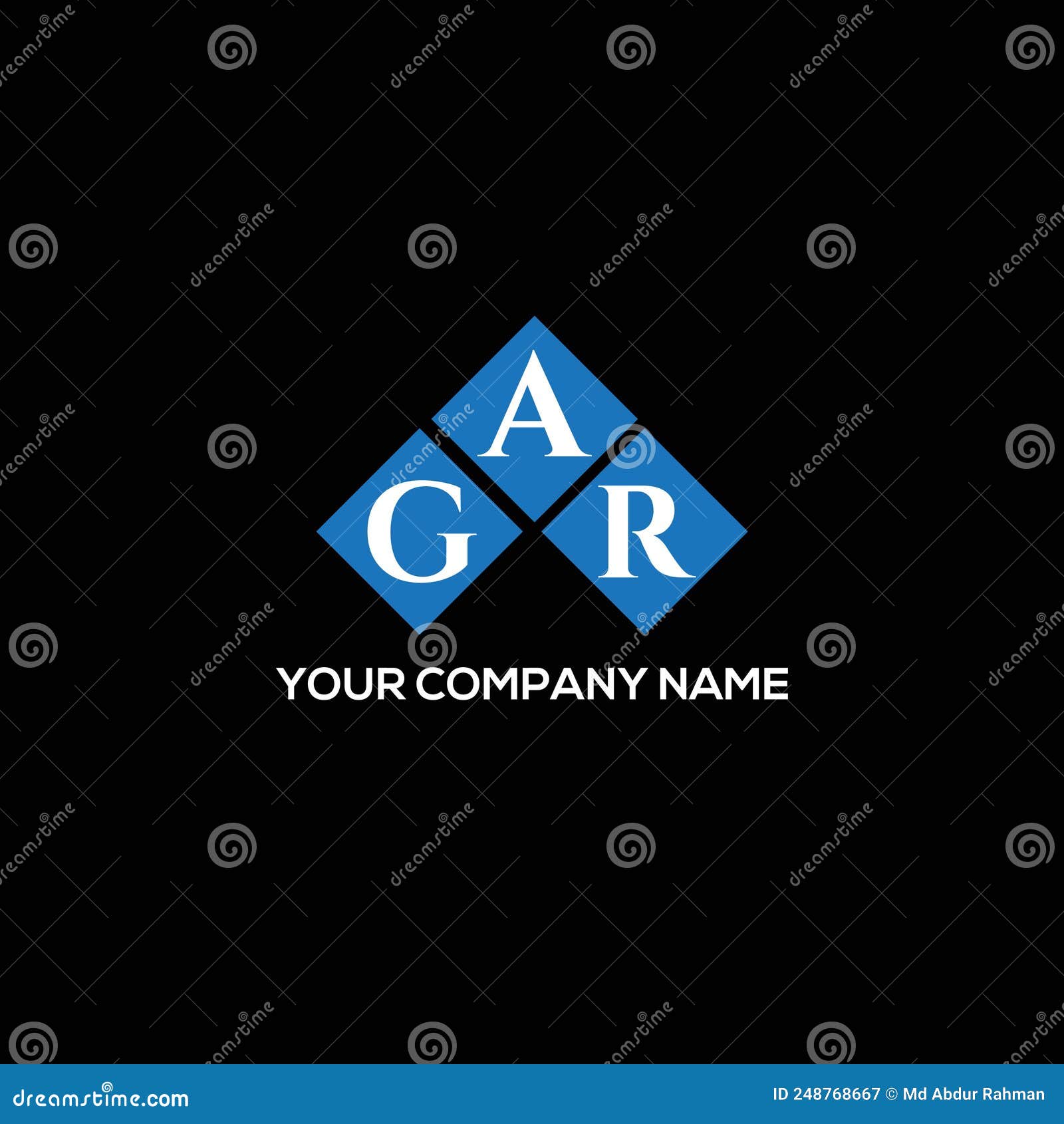 GAR Letter Logo Design on BLACK Background. GAR Creative Initials ...