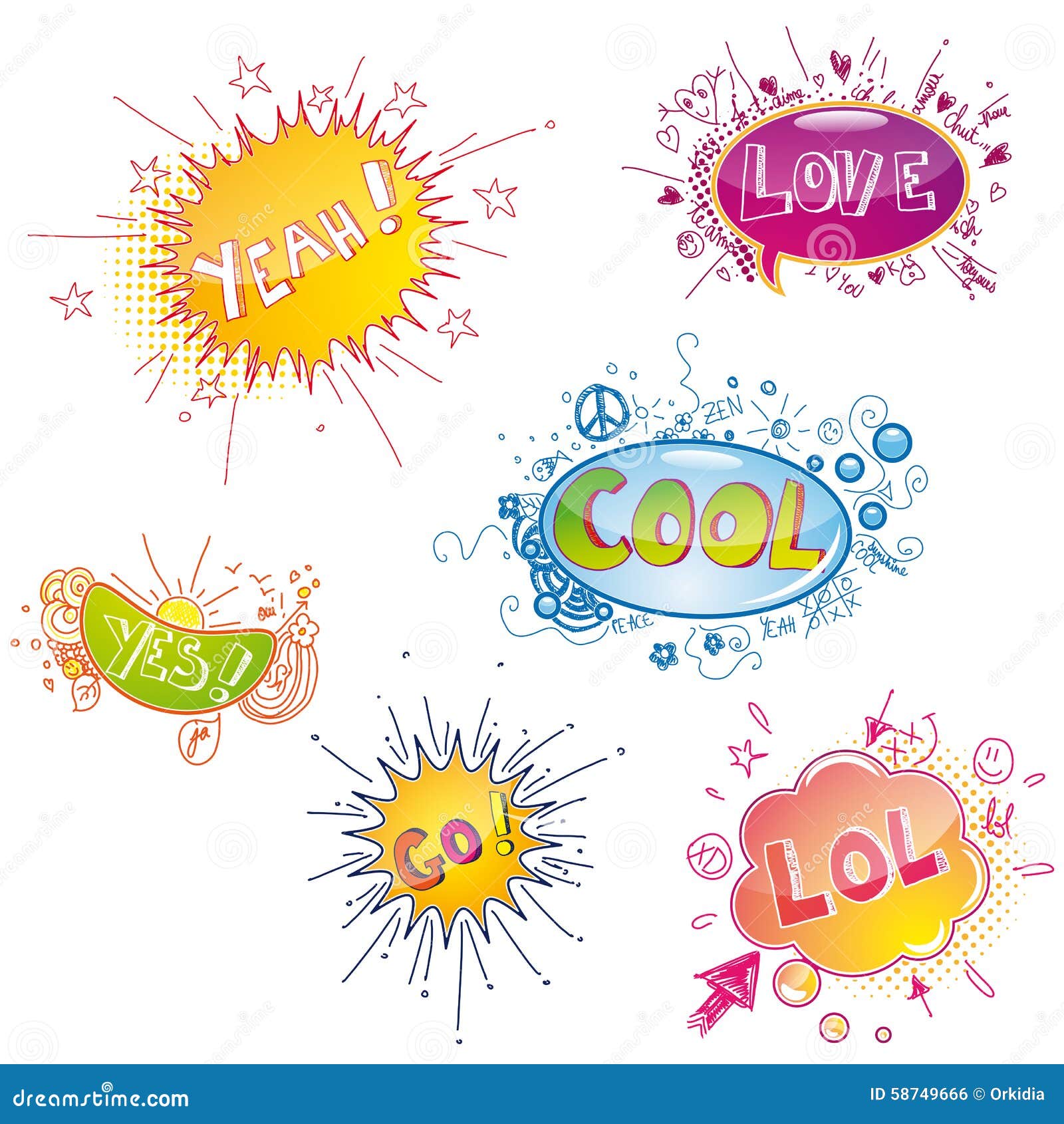 Garabatos Divertidos Del Vector Ilustración del Vector - Ilustración de ...