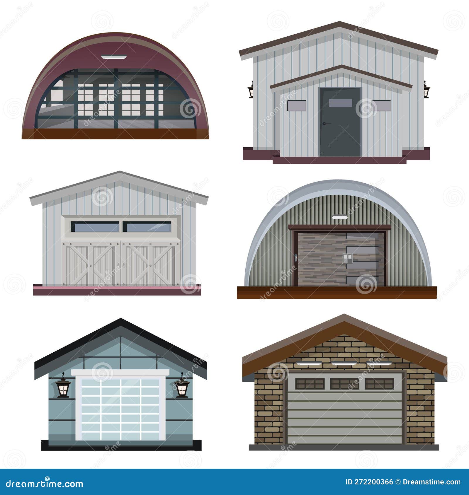 Garage Buildings Realistic Set Stock Vector - Illustration of close ...