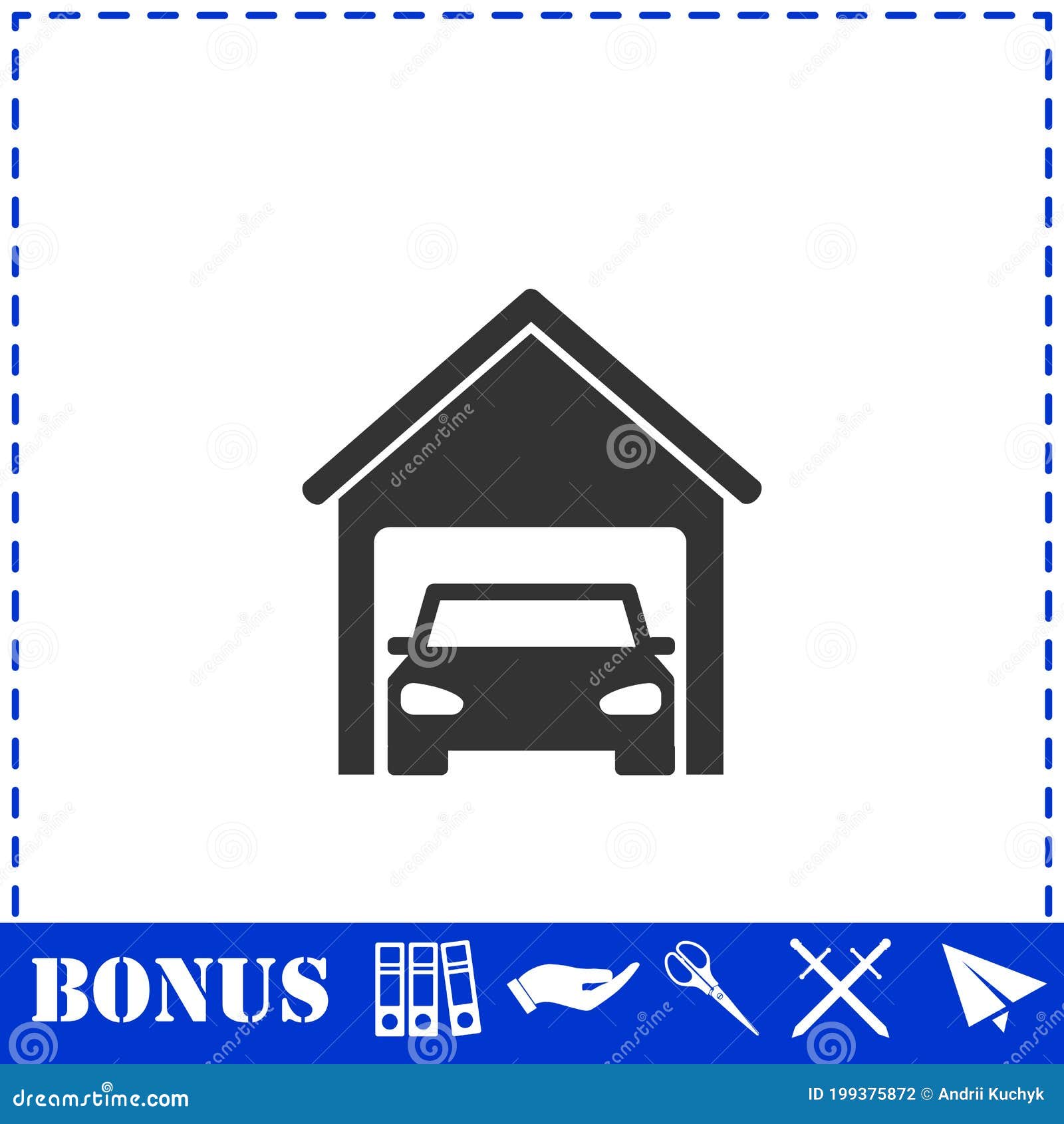 Garage car icon flat stock illustration. Illustration of automobile ...