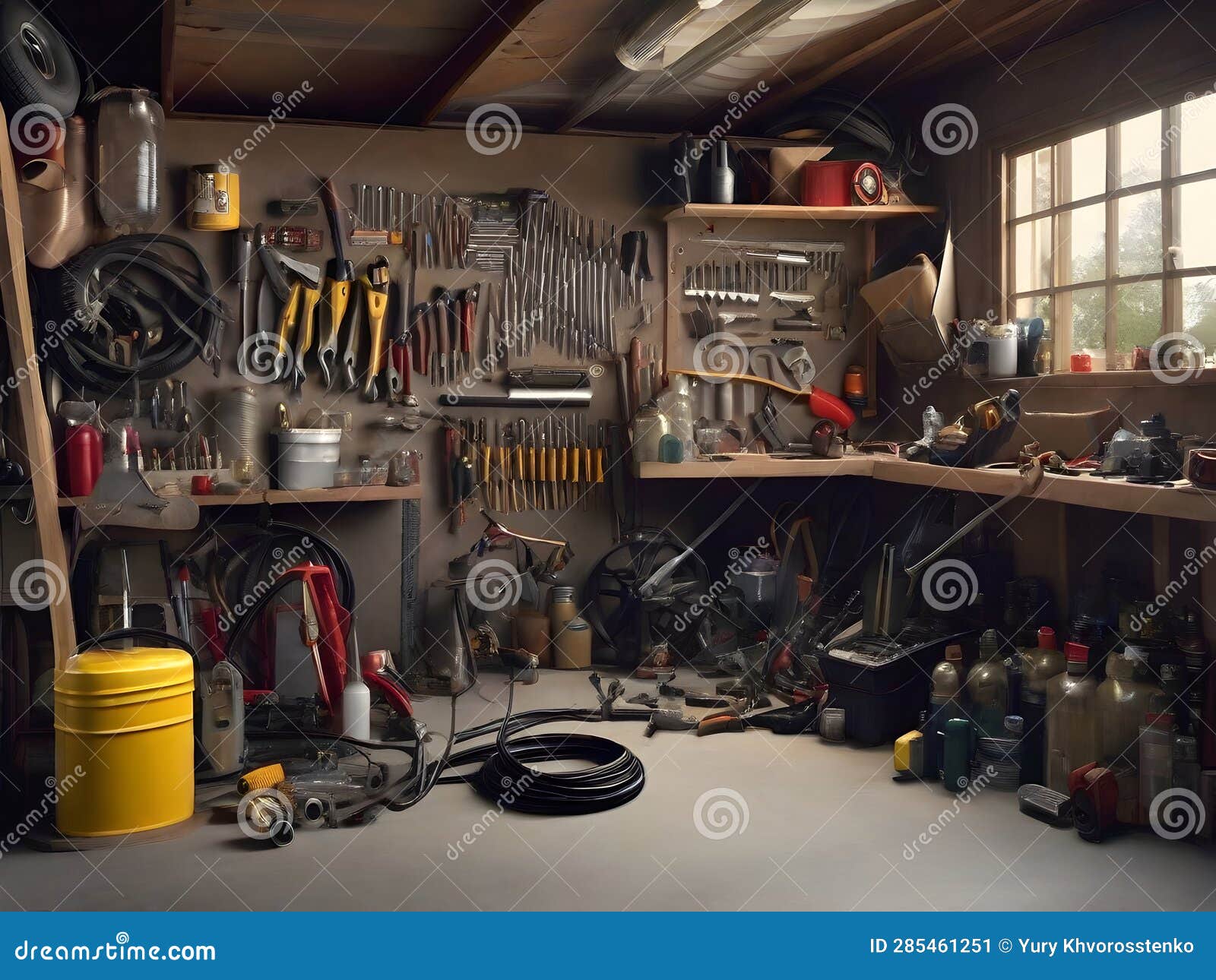 A Garage without a Car is a Mess of Scattered Items. Generative AI ...