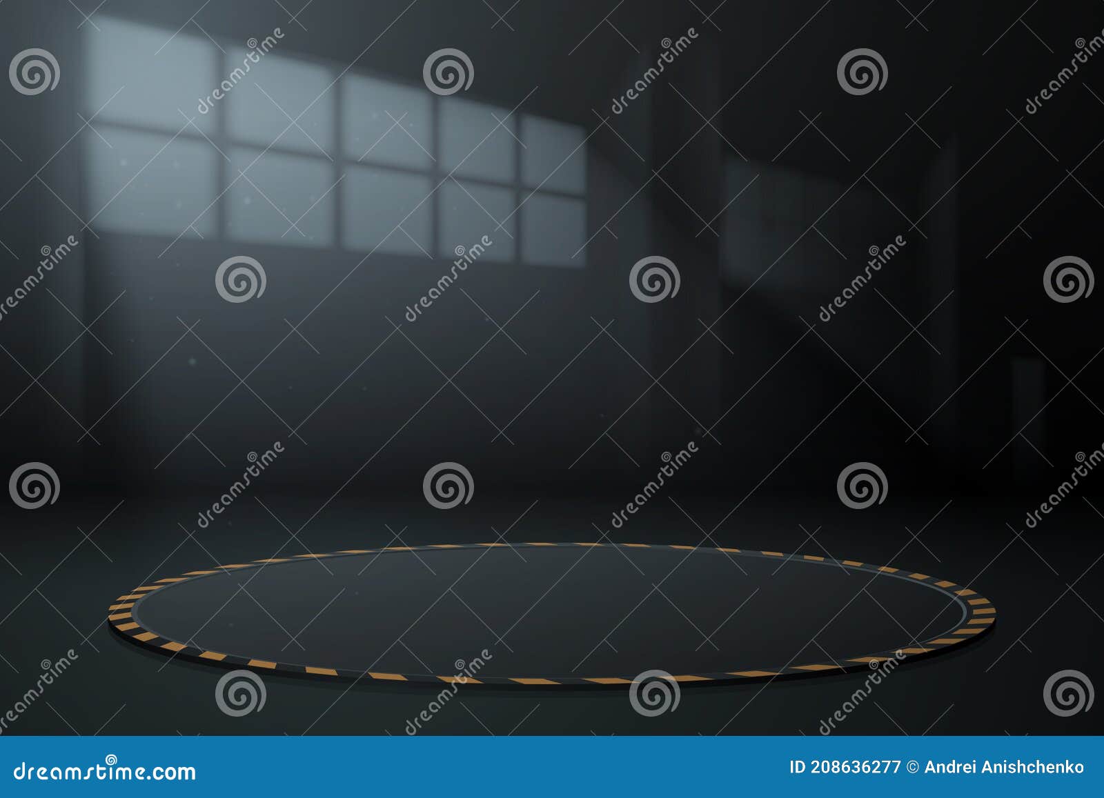 Garage with Circle Podium and Light Effect Stock Vector - Illustration ...