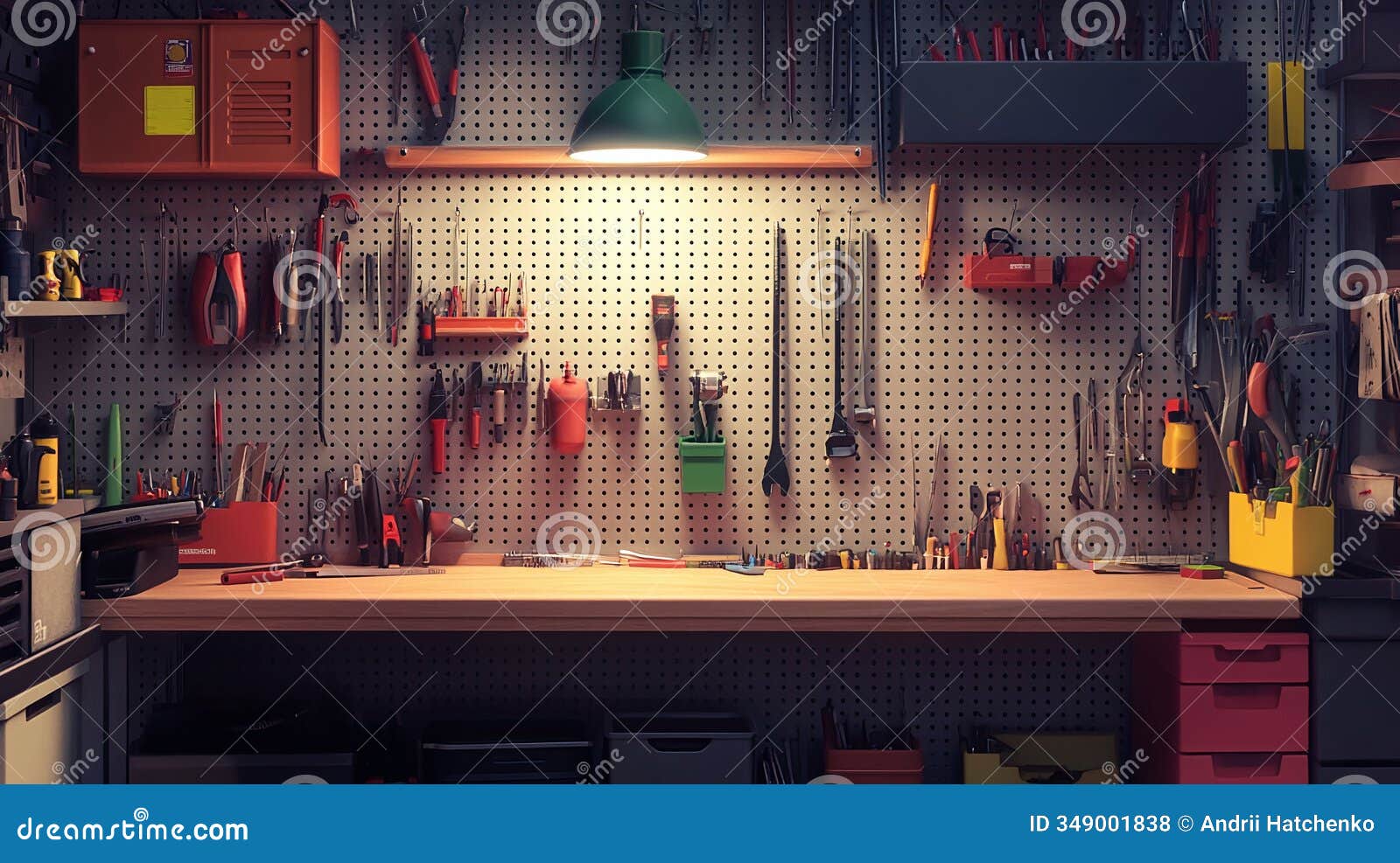 A Garage Corner With Pegboards For Tools And A Foldable Workbench. Royalty-Free Stock Image ...