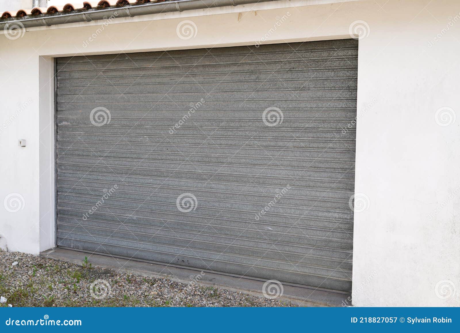 Garage Door Steel Closed Shutter Roll Gate Stock Image - Image of ...