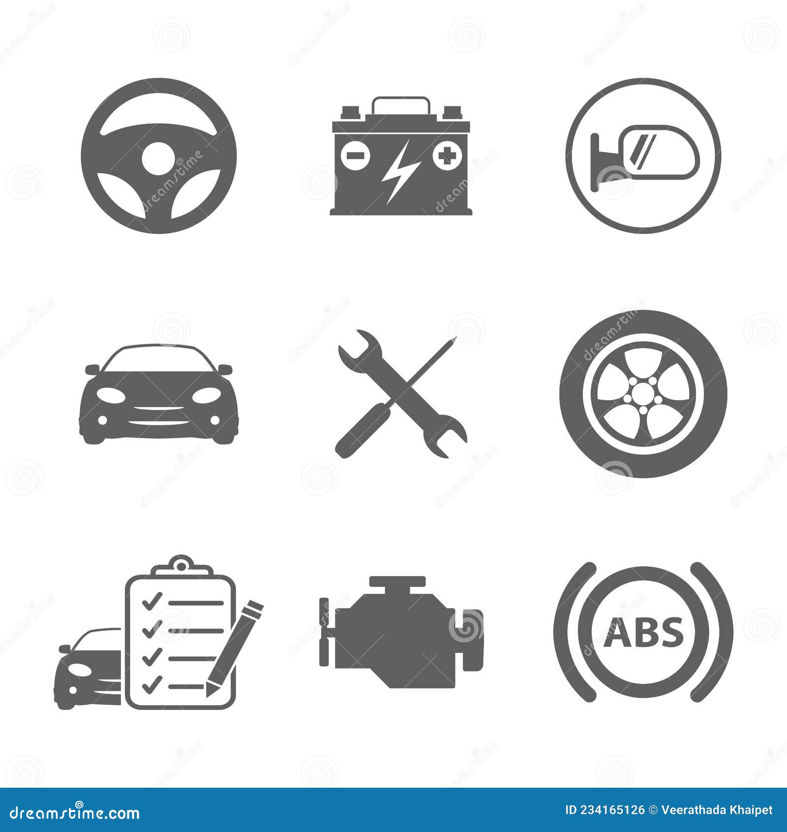 Garage, Engine, Car Dashboard Icons Set Stock Vector - Illustration of ...
