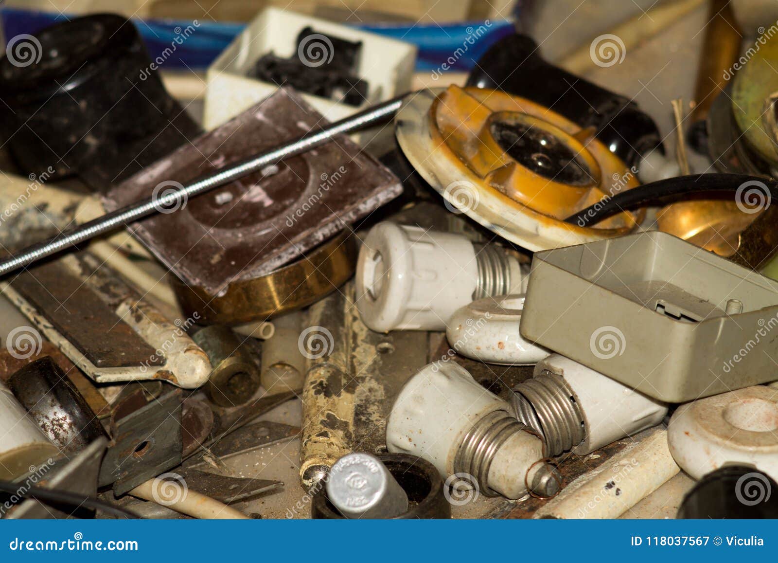 Garage Full of Garbage in the Workshop. Picture with Trash in the ...