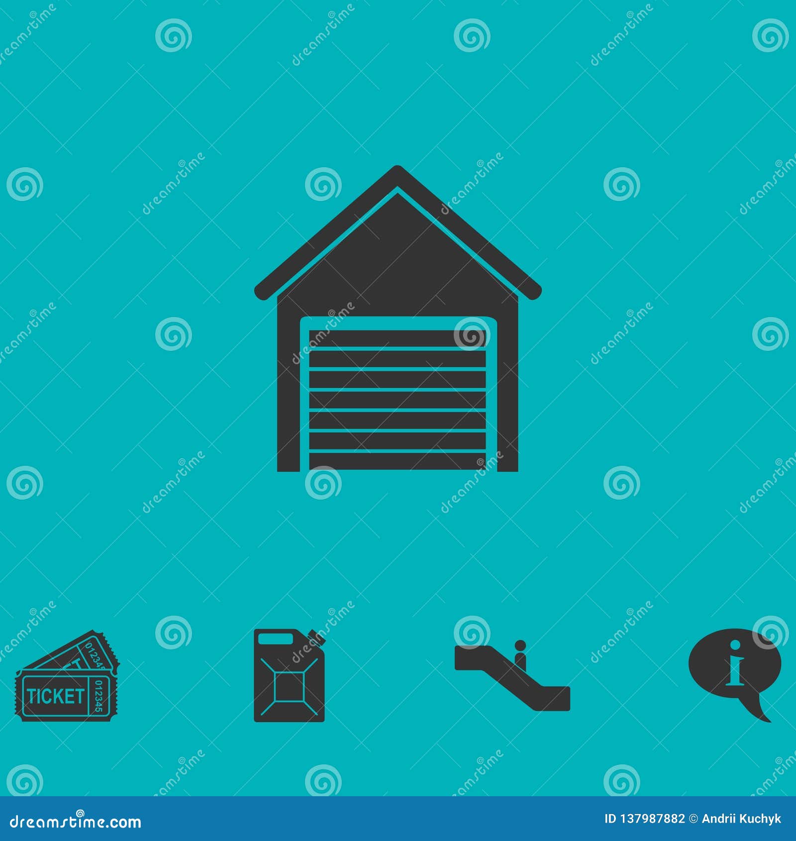 Garage icon flat stock illustration. Illustration of icons - 137987882