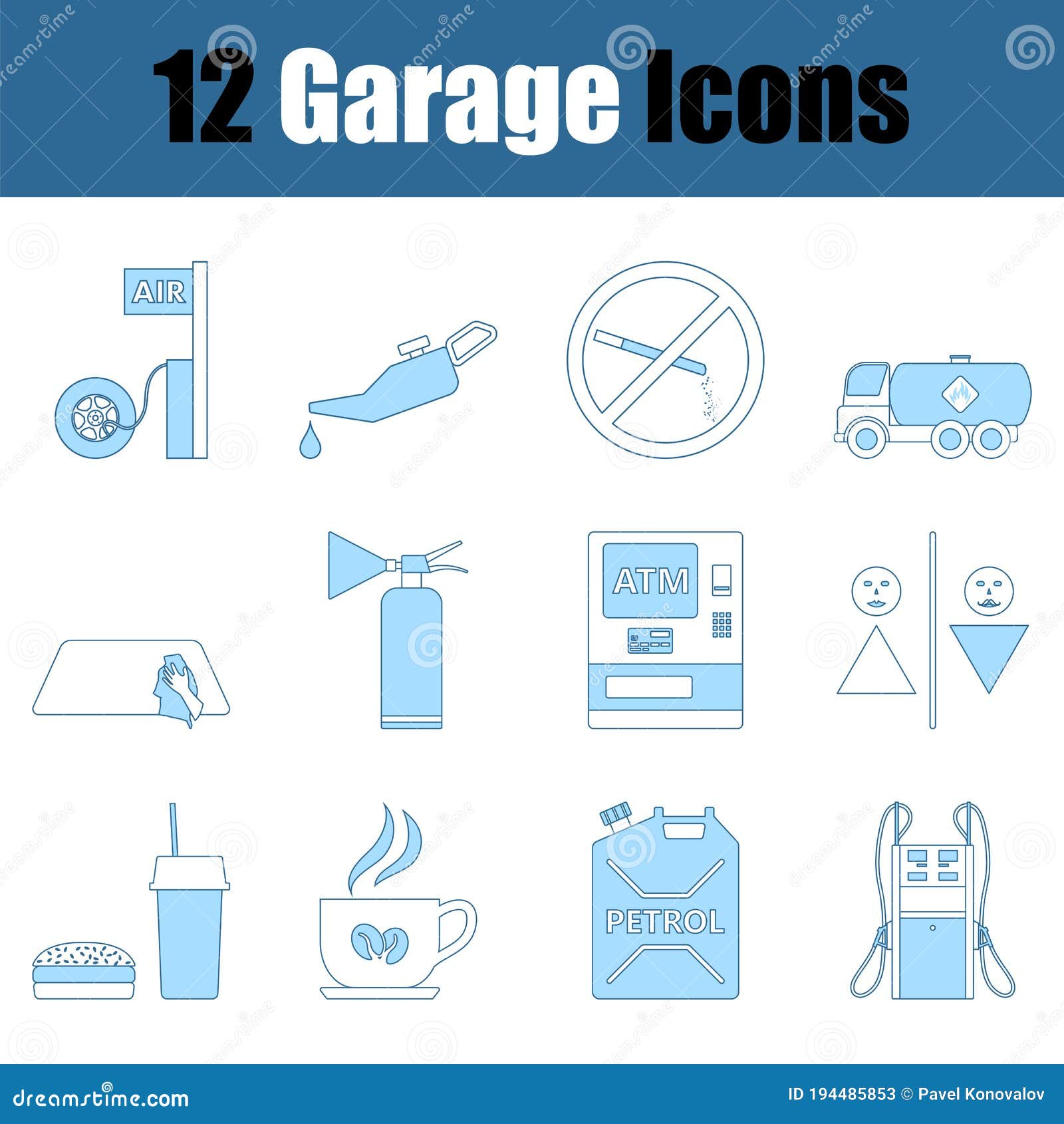 Garage Icon Set stock vector. Illustration of vehicle - 194485853