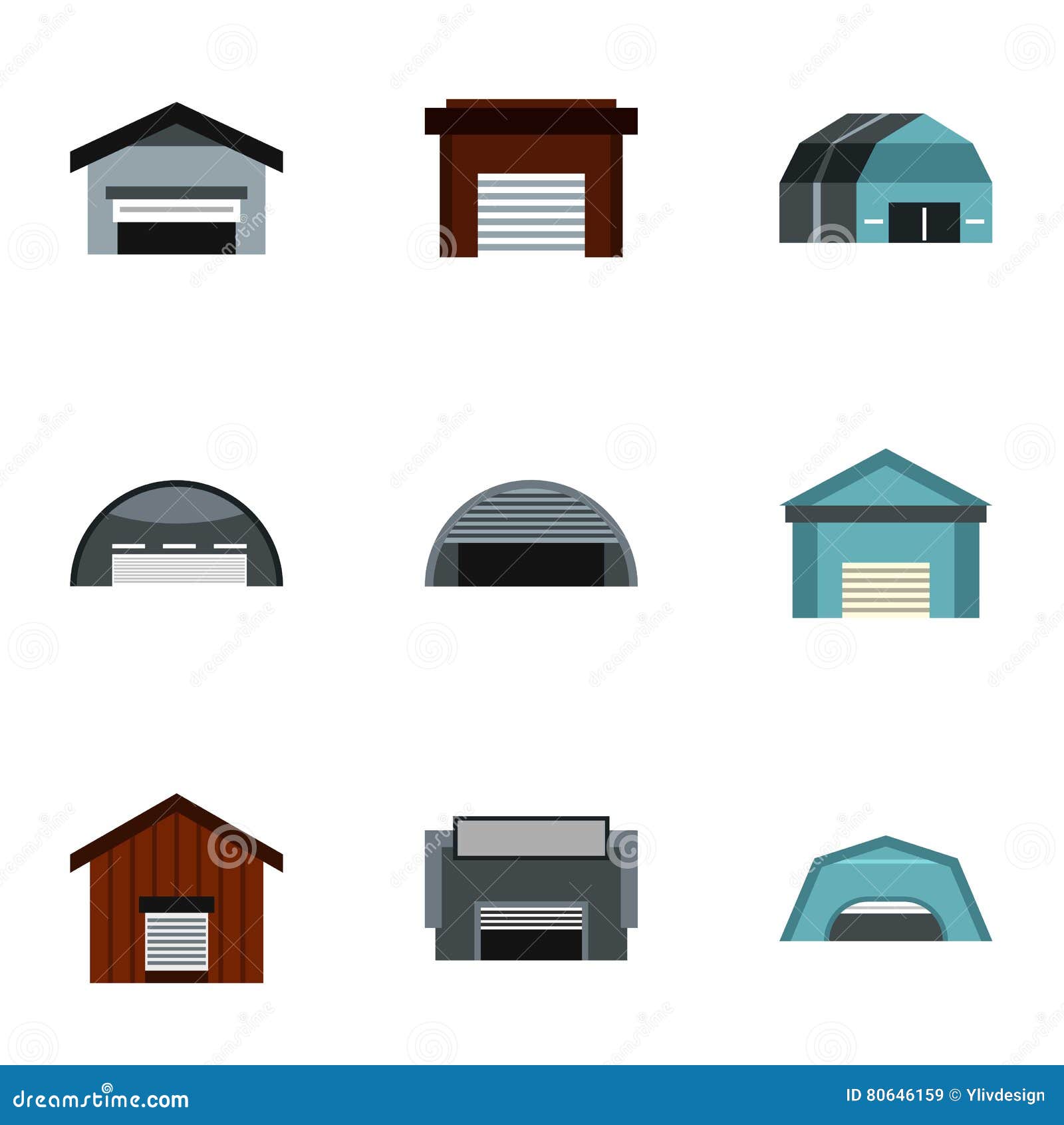 Garage Icons Set, Flat Style Stock Vector - Illustration of collection ...