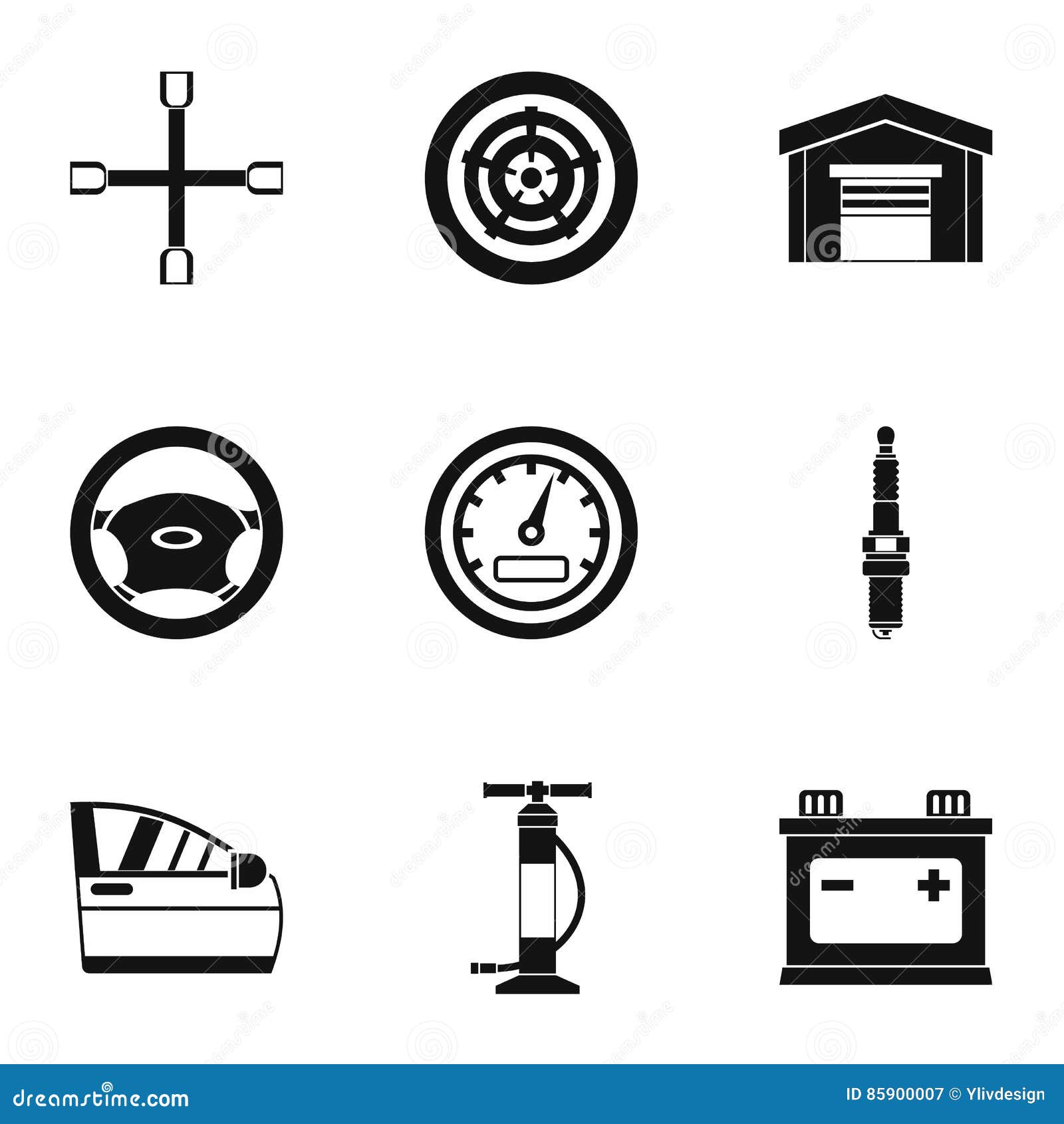 Garage Icons Set, Simple Style Stock Vector - Illustration of engine ...