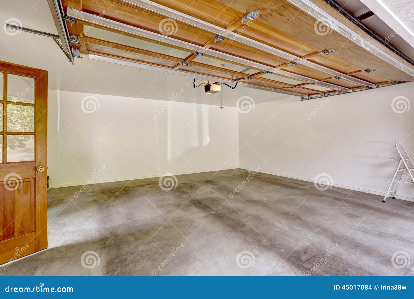 Garage Interior with Open Automatic Door Stock Photo - Image of ...