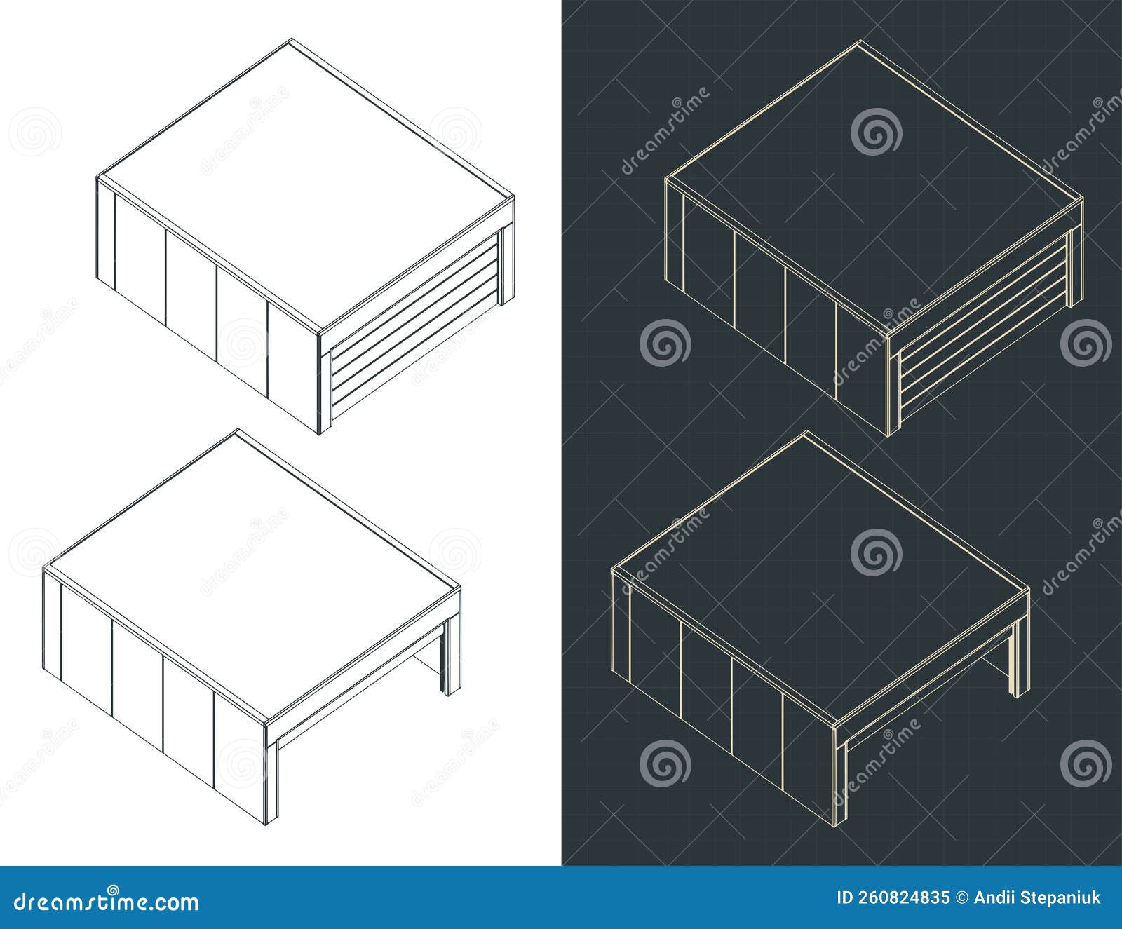 Garage isometric drawings stock vector. Illustration of estate - 260824835
