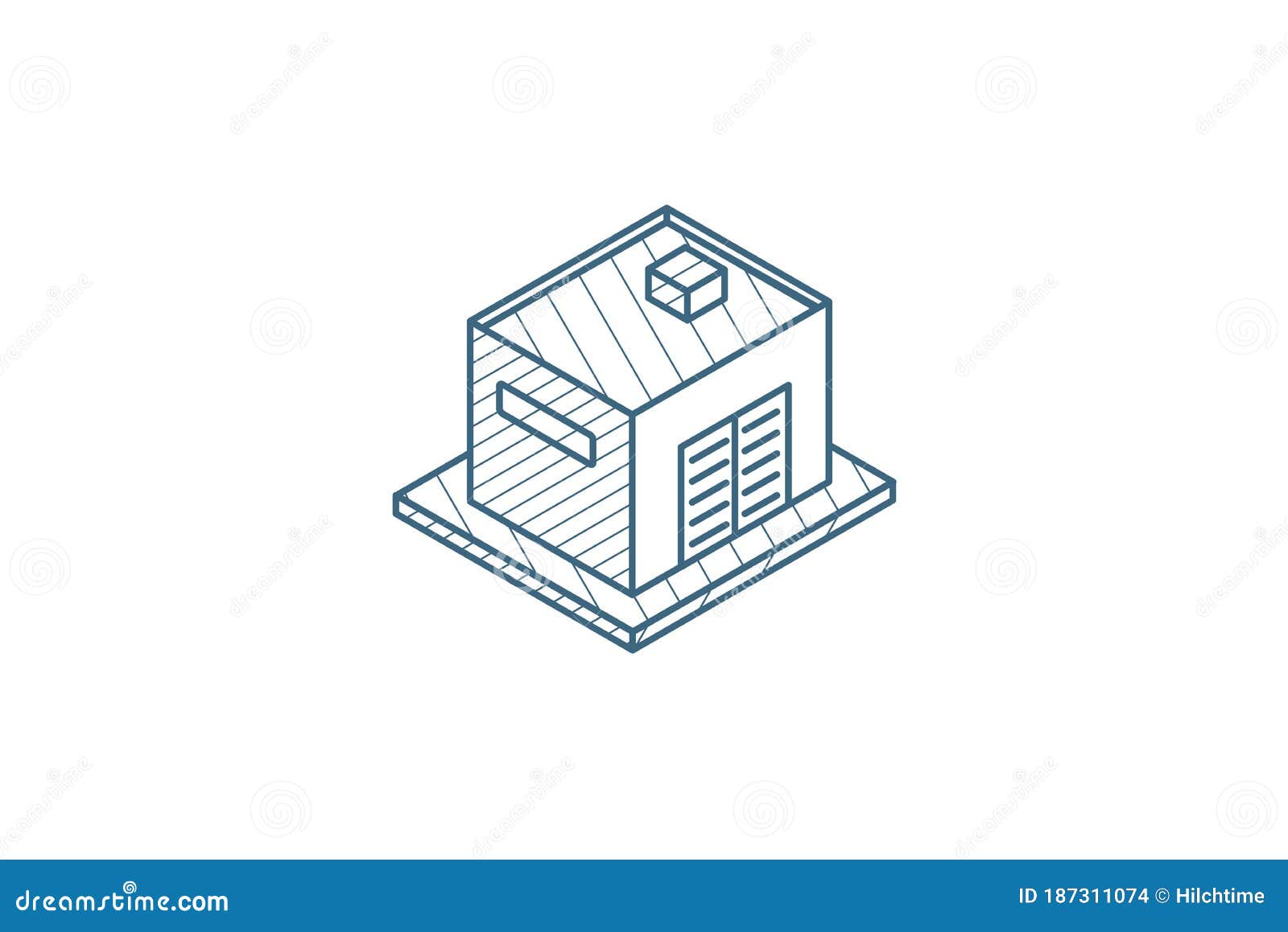 Garage Isometric Icon. 3d Line Art Technical Drawing. Editable Stroke ...