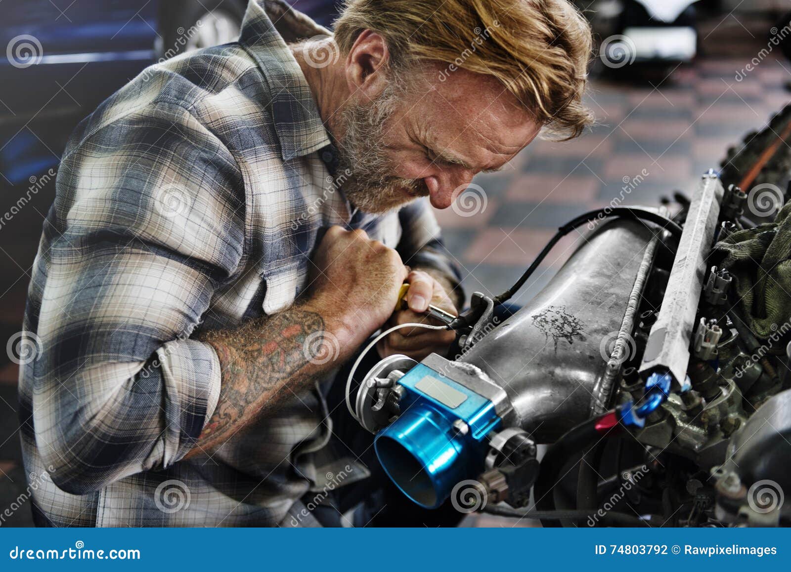 Garage Motor Maintenance Mechanic Fixing Spare Concept Stock Photo ...