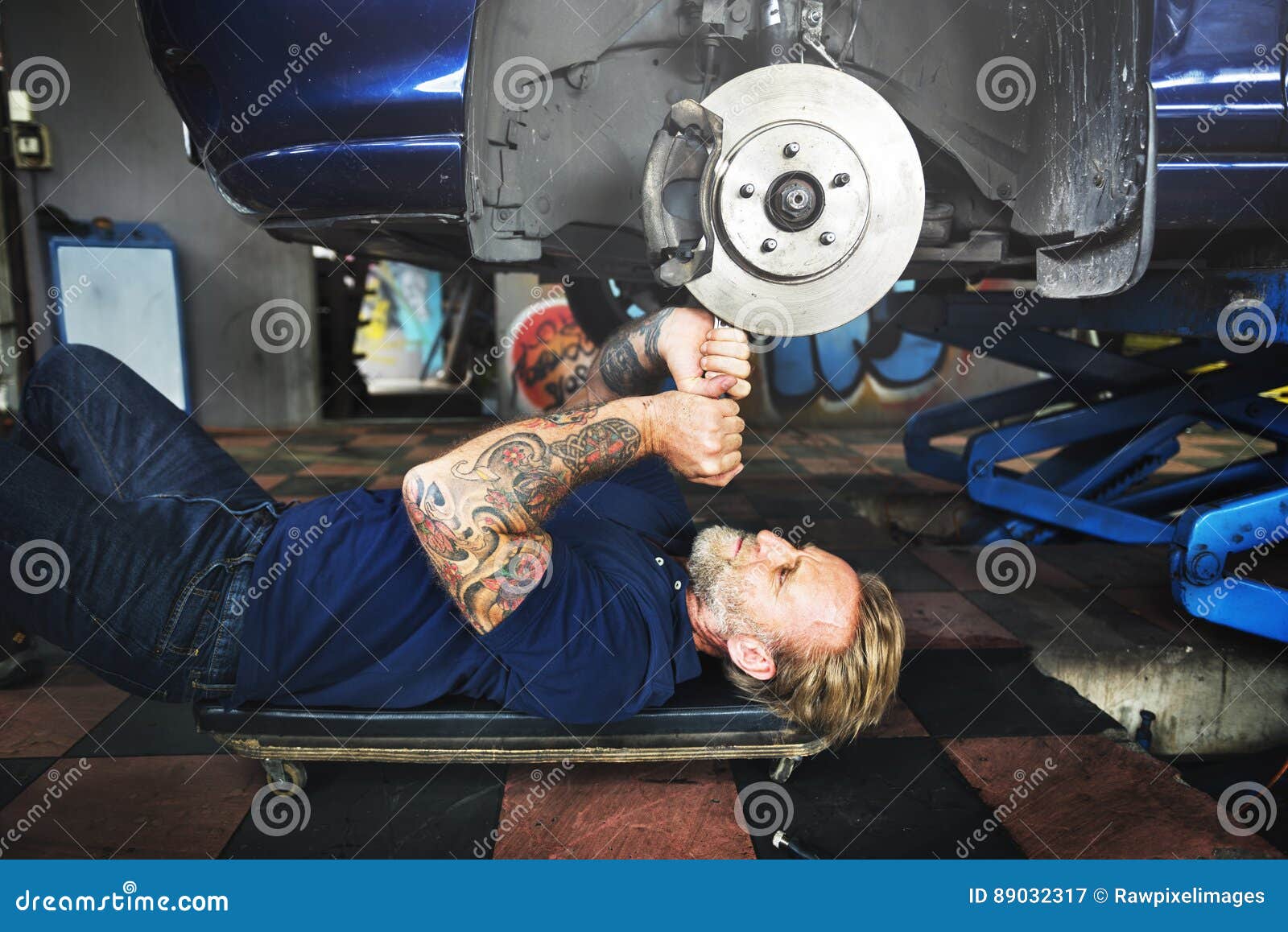 Garage Motor Maintenance Mechanic Fixing Spare Concept Stock Image ...