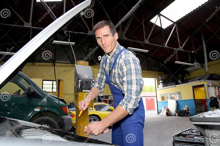 Garage owner at work stock image. Image of overalls, occupation - 16578007