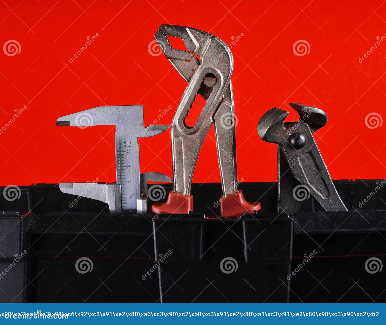 Garage Plastic Tool Box With Working Tools Isolated On A Yellow Royalty ...