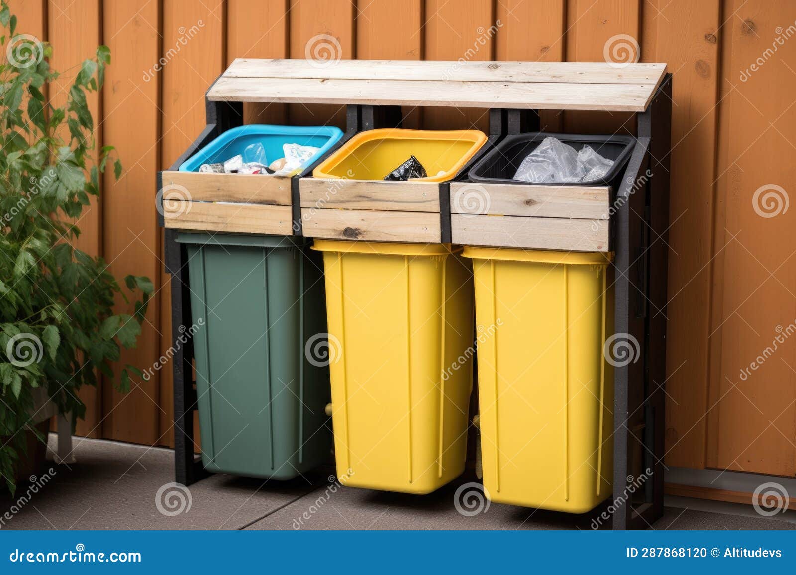 Garage Recycling Station with Separate Bins for Different Materials ...