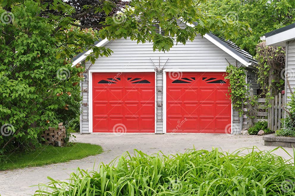 Garage with red doors stock image. Image of country, building - 9928279