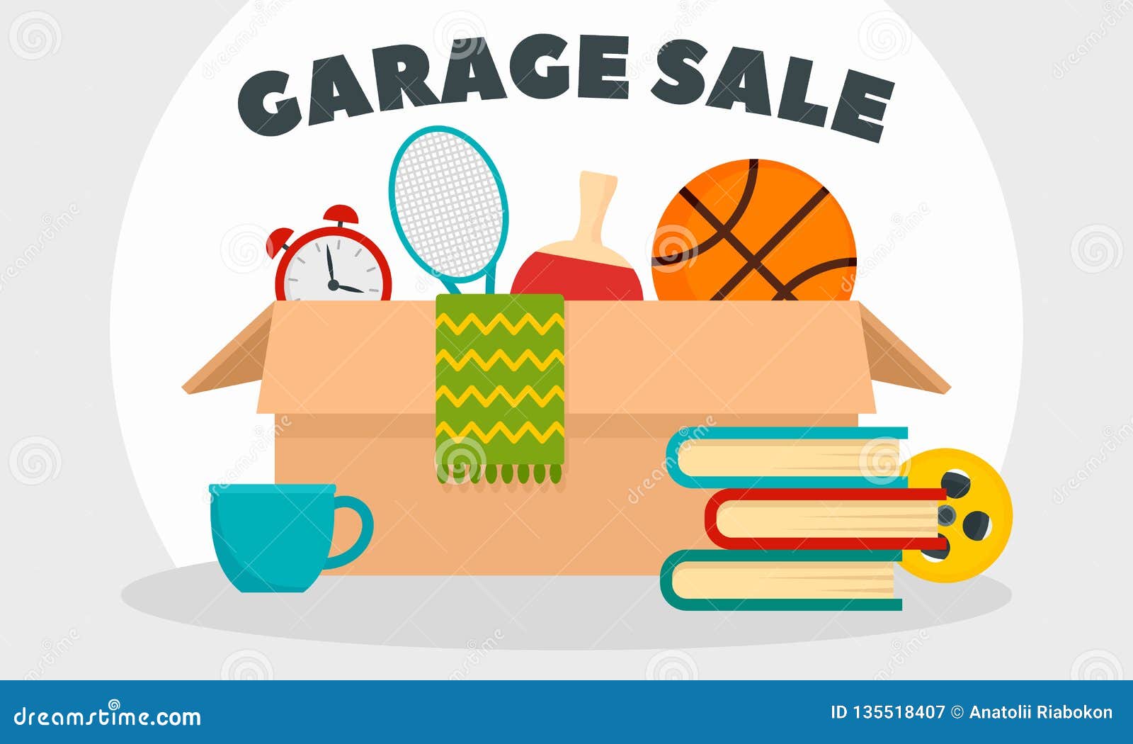 Garage Sale Concept Banner, Flat Style Stock Vector - Illustration of ...