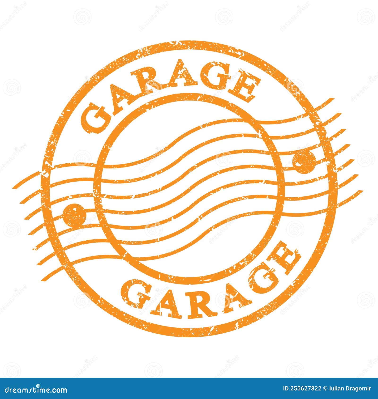 GARAGE, Text Written on Orange Postal Stamp Stock Illustration ...