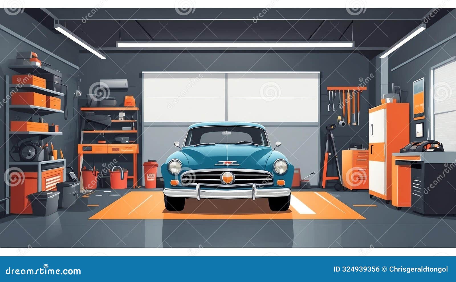 Garage Themed Wallpaper for Presentations and Offices Ai Generated ...