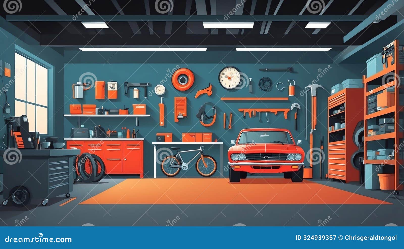 Garage Themed Wallpaper for Presentations and Offices Ai Generated ...