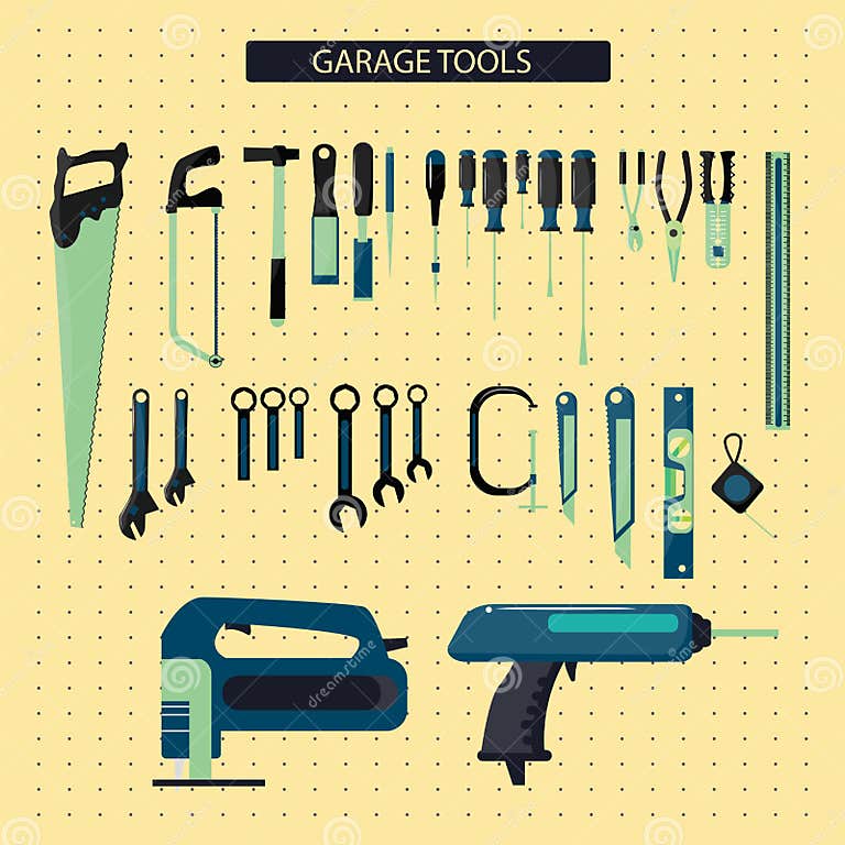 Garage tools icons stock vector. Illustration of preferences - 97142575