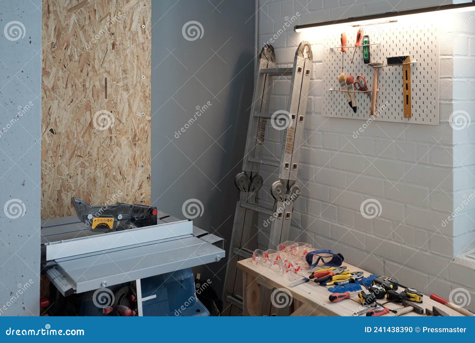 Garage Workshop Background stock photo. Image of equipment - 241438390