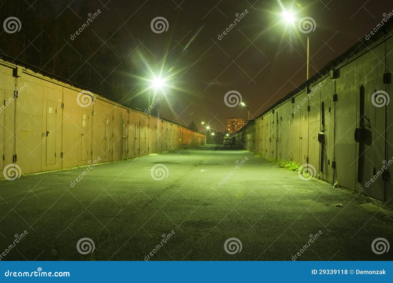 Garages at night stock photo. Image of garage, night - 29339118