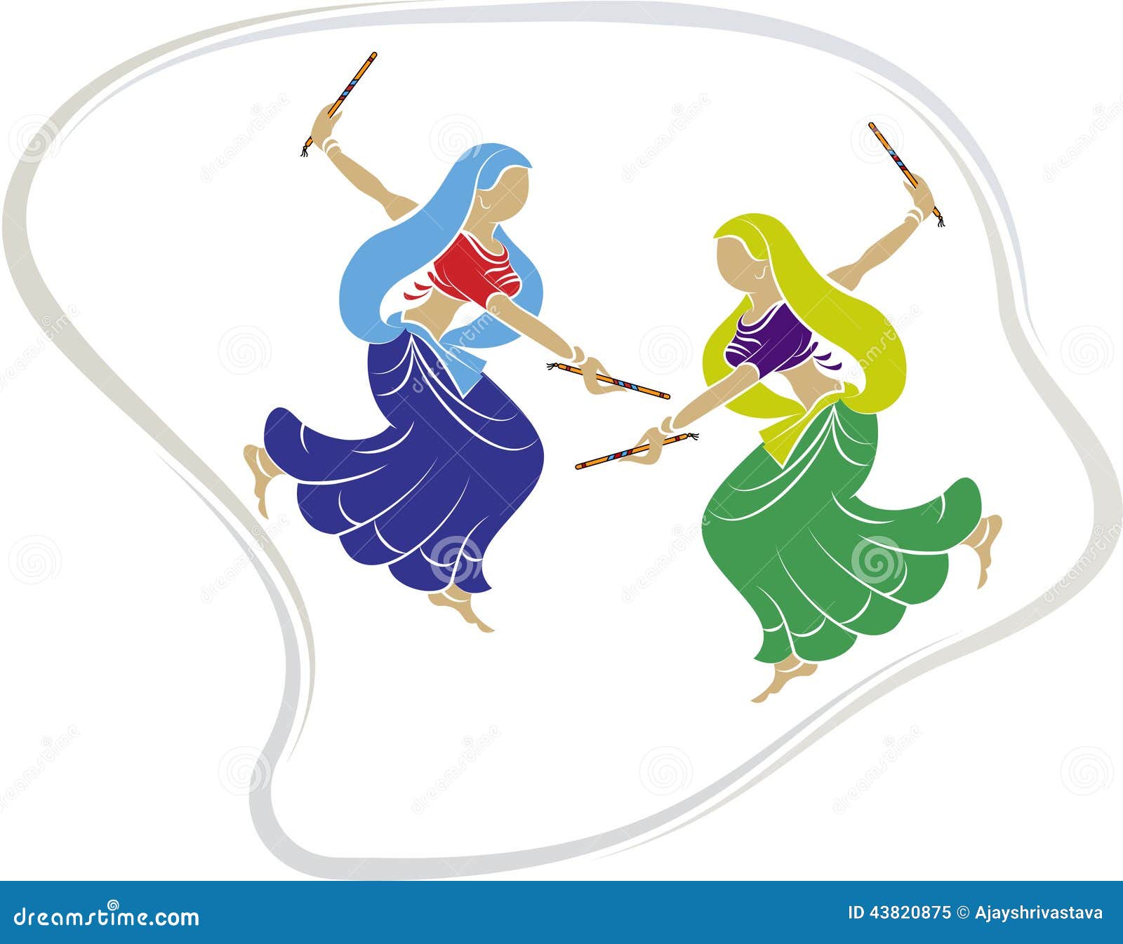 Garba (Dandia) Is An Indian Dance Cartoon Vector | CartoonDealer.com ...