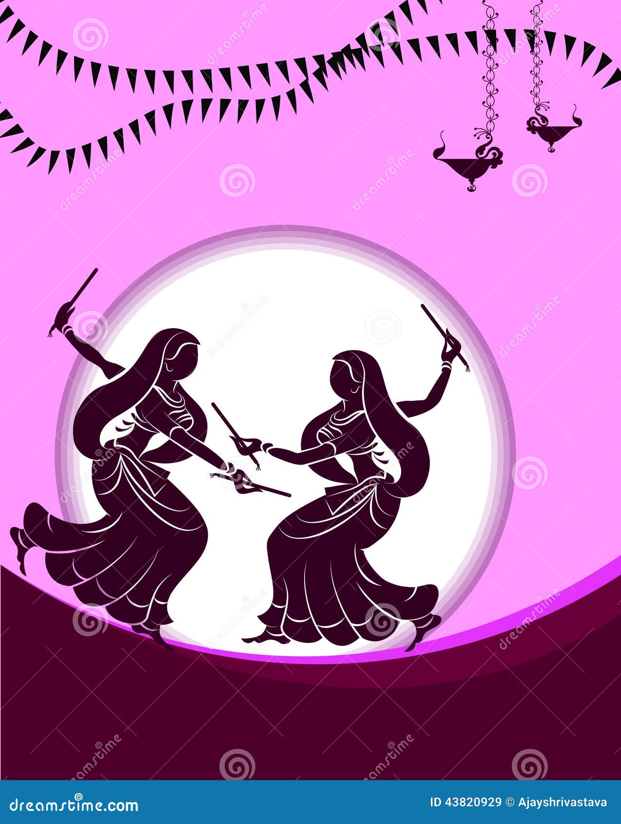 Garba (Dandia) is an Indian Dance Stock Vector - Illustration of asian ...