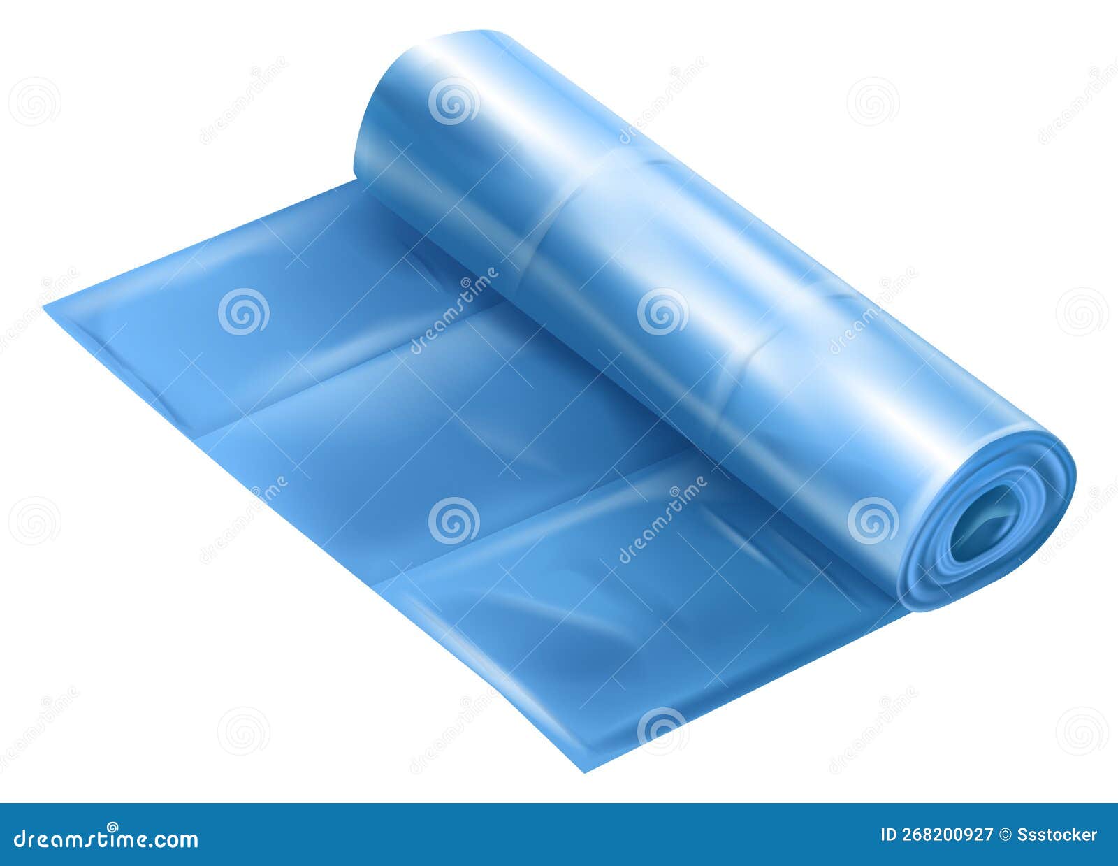 Garbage Bag Mockup. Realistic Blue Plastic Sack Roll Stock Illustration ...