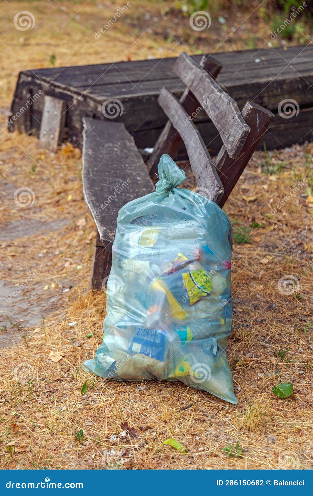 Garbage Bag in Park stock photo. Image of large, vojvodina - 286150682