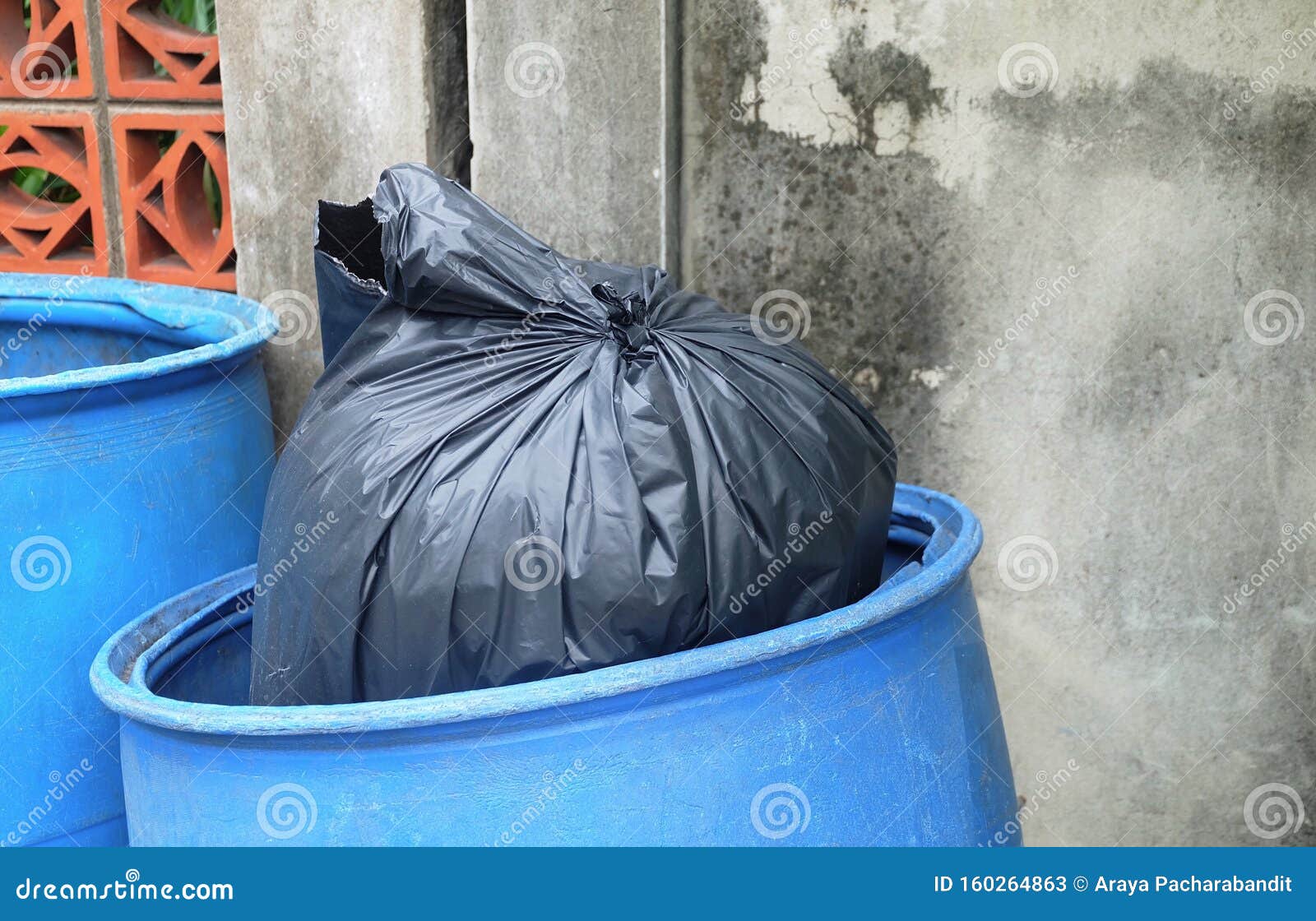 Garbage Bag in Plastic Buckets or Garbage Bin Stock Image - Image of ...