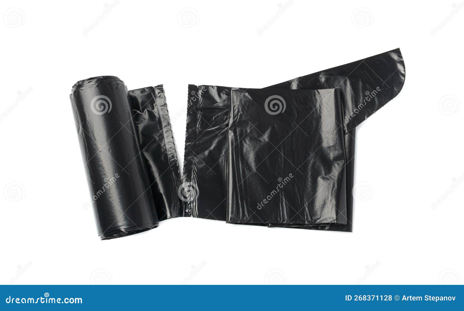 Garbage Bag Roll Isolated. Trash Package, New Rolled Plastic Bin Bags ...
