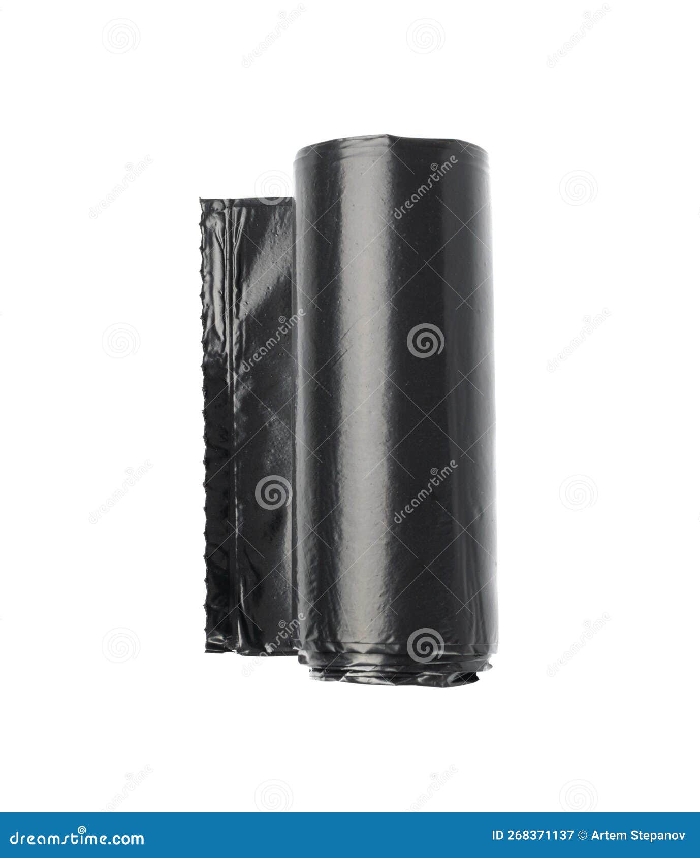 Garbage Bag Roll Isolated. Trash Package, New Rolled Plastic Bin Bags ...