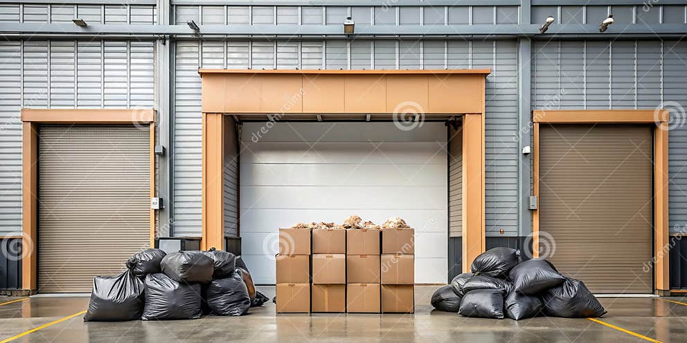 Garbage Bags and Boxes on the Loading Dock Waste Removal Generative AI ...